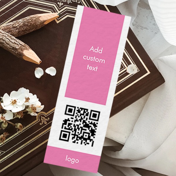 Buy Qr Code Business Simple Pink Customized Printed Bookmark - Set of ...