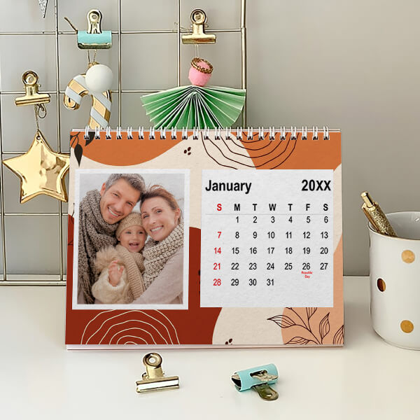 Buy Leaf Floral Design Customized Photo Desk Landscspe Calendar | yourPrint