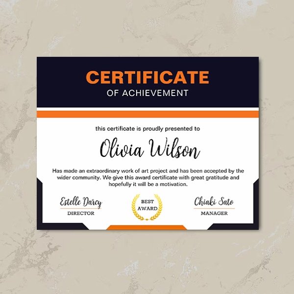 Buy Blue Orange Certificate Template Flyer Customized Horizontal ...