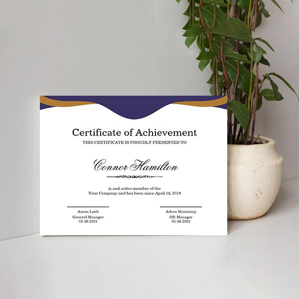 Buy Blue Brown Curve Design Customized Horizontal Landscape Certificate ...