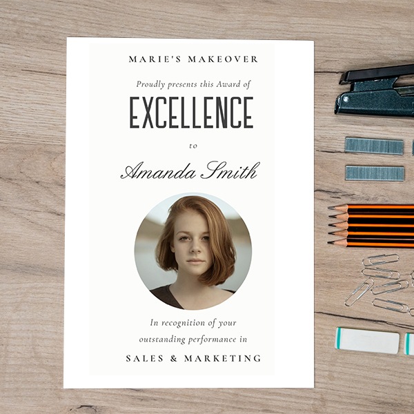 Buy Black & White Minimal Photo Award of Excellence Customized Vertical ...