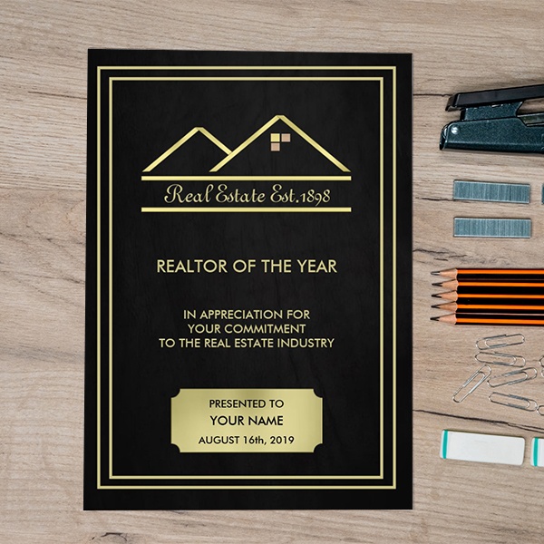 Buy Realtor Award Customized Vertical Portrait Certificate | yourPrint