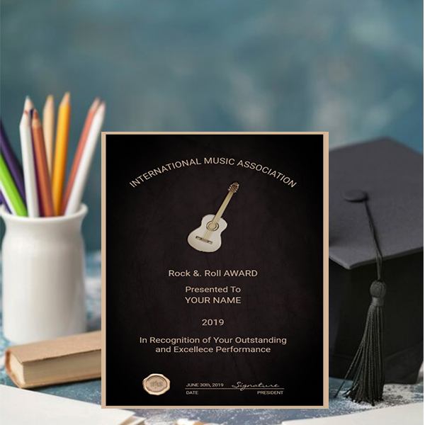Buy Guitar Award Customized Vertical Portrait Certificate | yourPrint