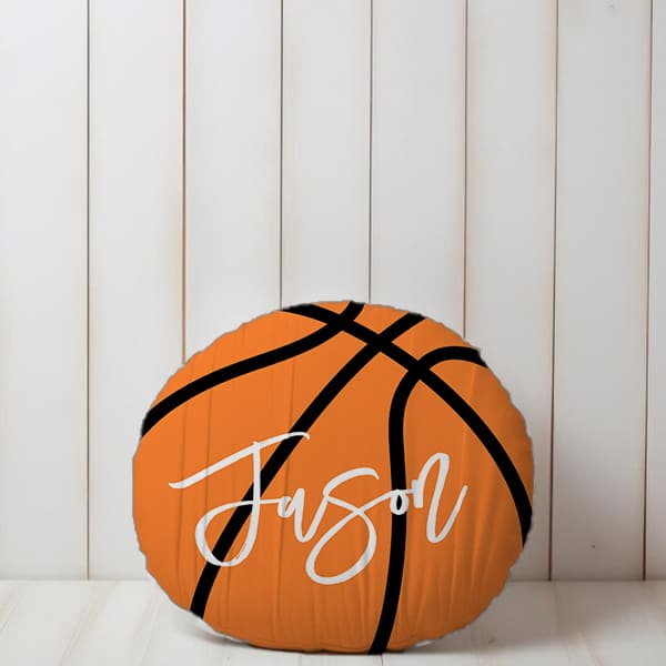 Buy Black Orange Basketball Customized Photo Printed Circle Cushion ...