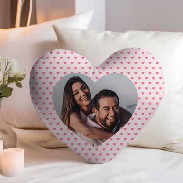 Buy Valentine's Personalized Pink Heart Shape Customized Photo Printed ...