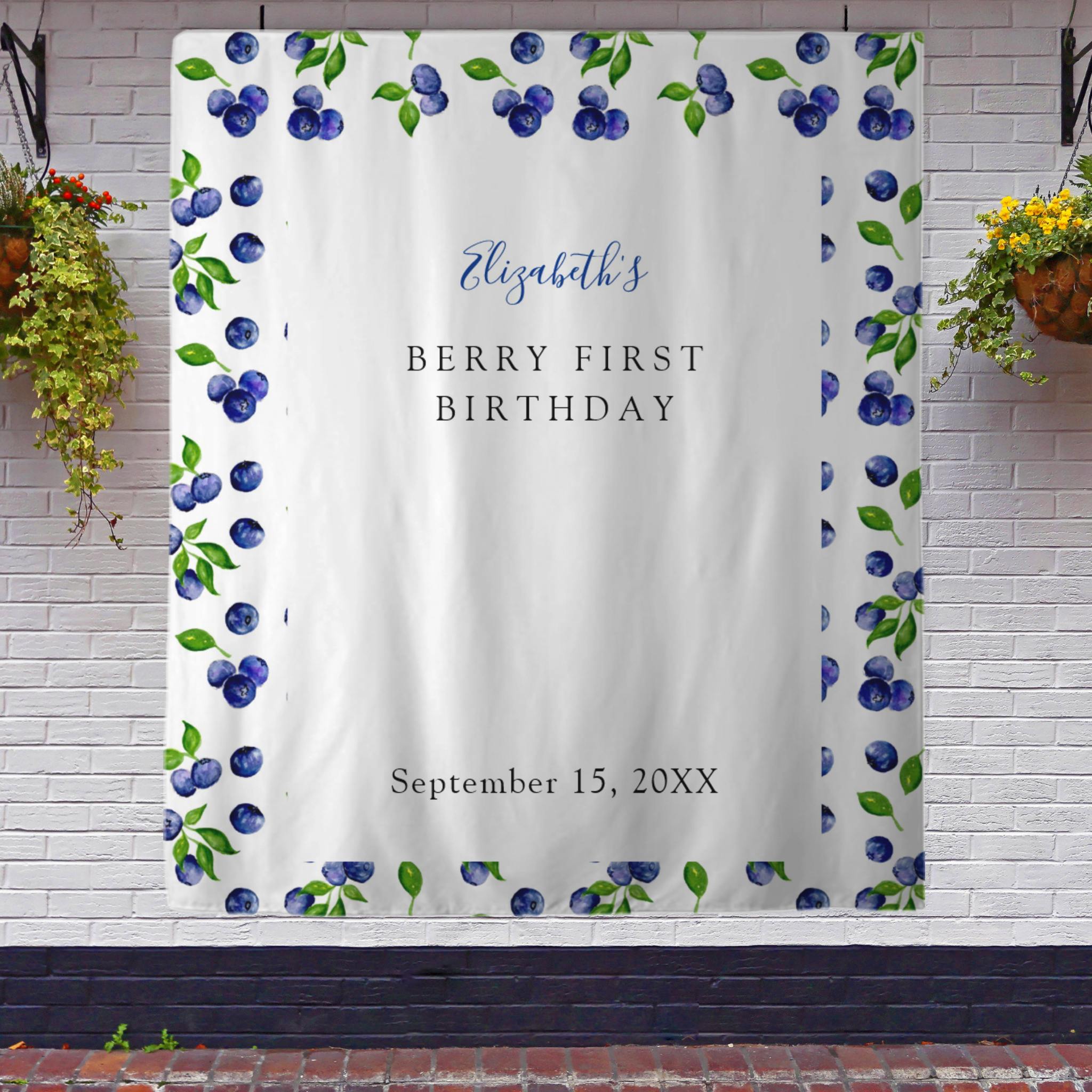 Buy Blueberry Berry First Birthday Customized Vinyl Flex Print Backdrop ...