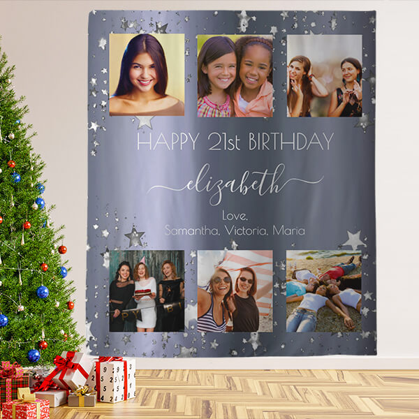 Buy Birthday Photo Collage Silver Best Friends Customized Vinyl Flex ...