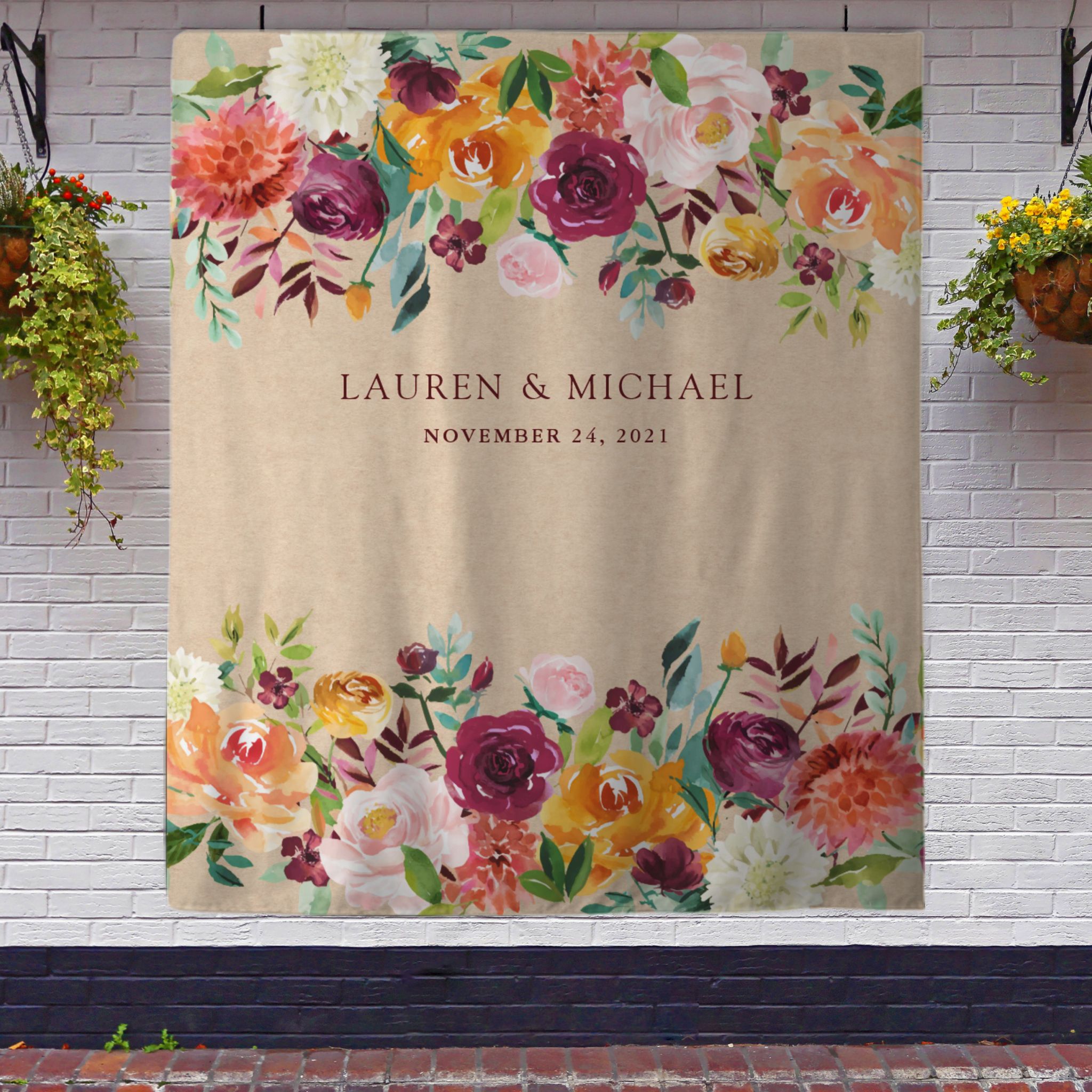 Buy Burgundy Floral Customized Vinyl Flex Print Backdrop | yourPrint