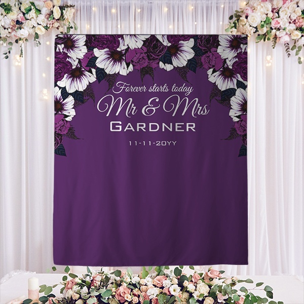 Buy Modern Floral Dark Purple Photo Customized Vinyl Flex Print ...
