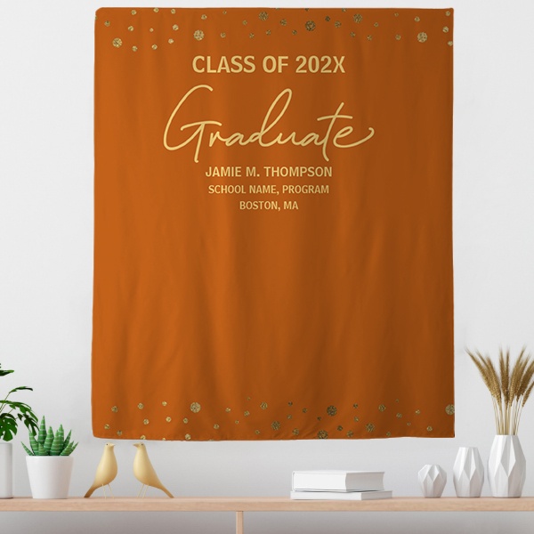 Buy Orange Gold Graduation Customized Vinyl Flex Print Backdrop | yourPrint