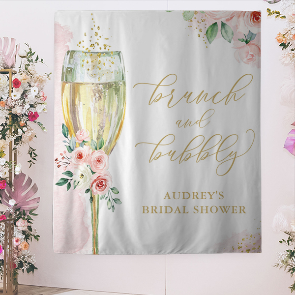 Buy Pink Gold Floral Design Customized Vinyl Flex Print Backdrop ...