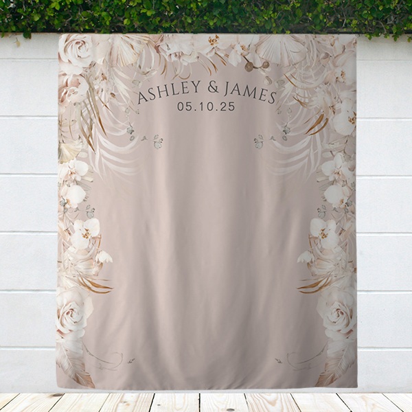Buy Beige botanical floral garden wedding Customized Vinyl Flex Print ...