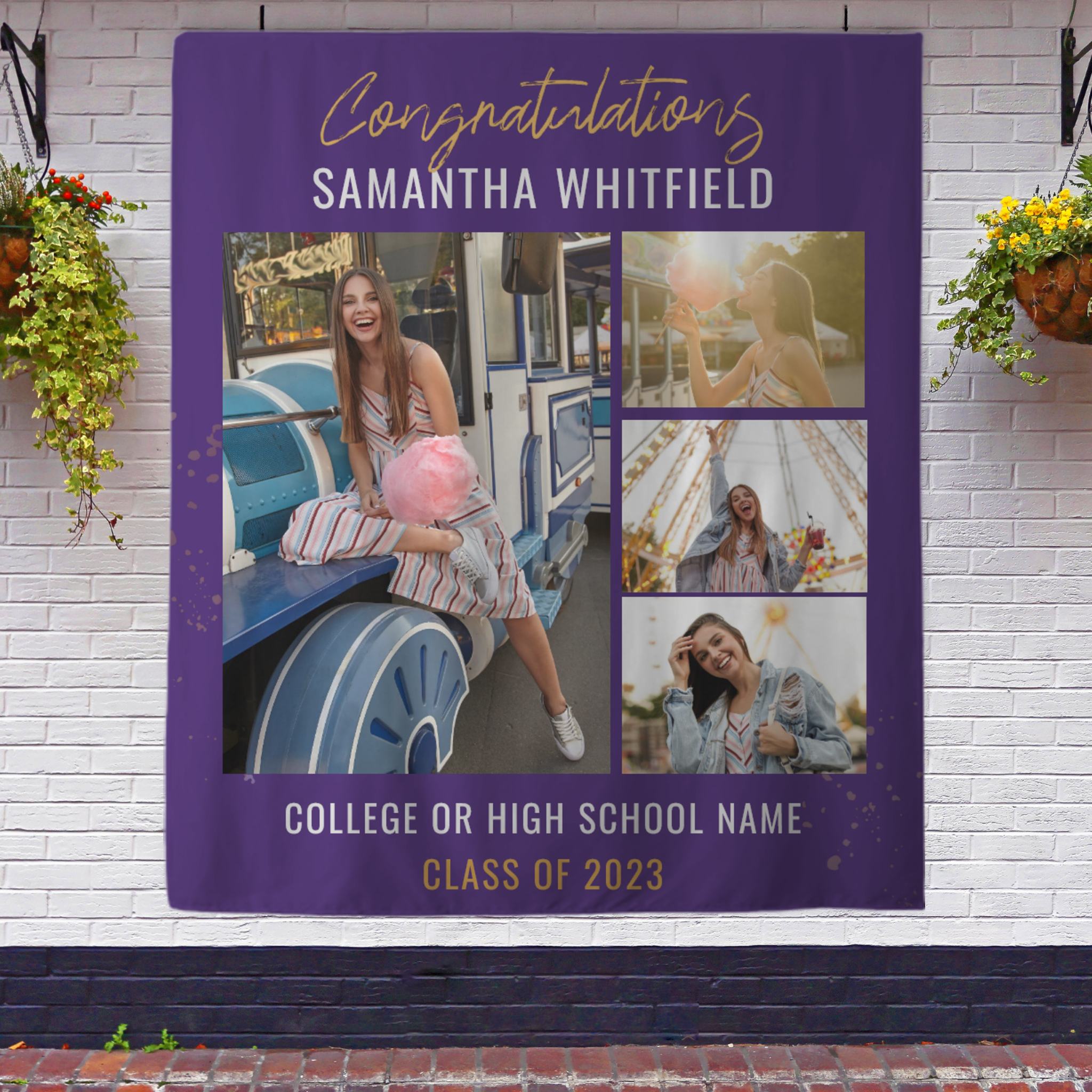 Buy Graduate Photo Collage Purple Grad Customized Vinyl Flex Print ...