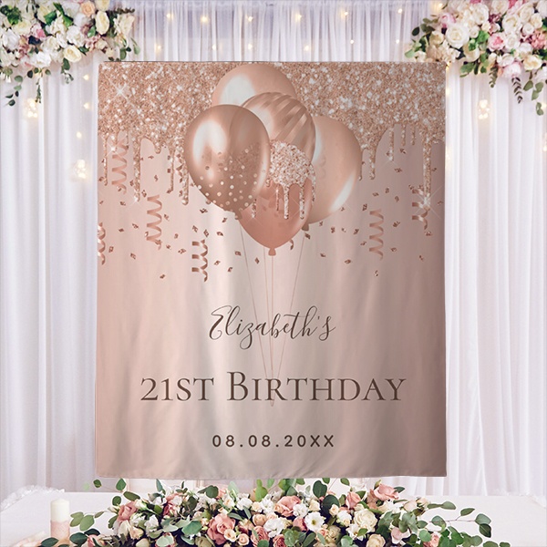 Buy Birthday Rose Gold Glitter Balloons Monogram Customized Vinyl Flex ...