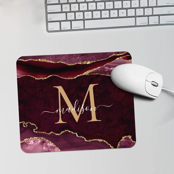 Buy Burgundy Red Gold Abstract Monogram Customized Printed Rectangle ...