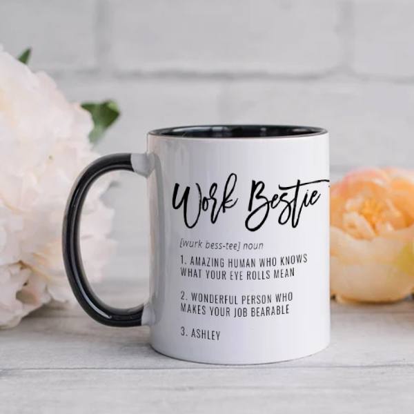 Buy Work Bestie Fun CoWorker Colleague Customized Photo Printed Coffee ...