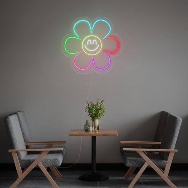 Buy Happy Flower Neon Sign Wall Hanging | yourPrint