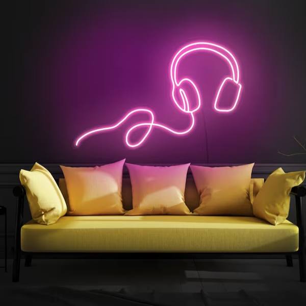 Buy Headphones Music Neon Sign Wall Hanging | yourPrint