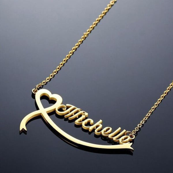 Buy Modern Name with Heart Design Customized Name Necklace Pendants ...