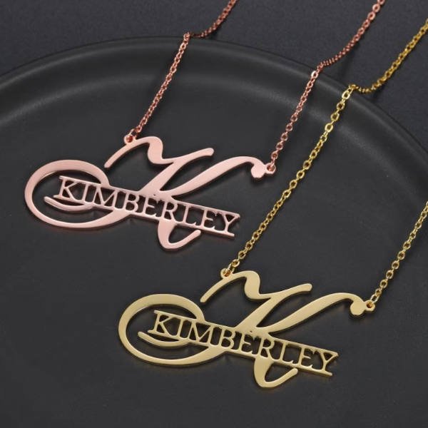 Buy Big First Letter with Name Customized Name Necklace Pendants ...