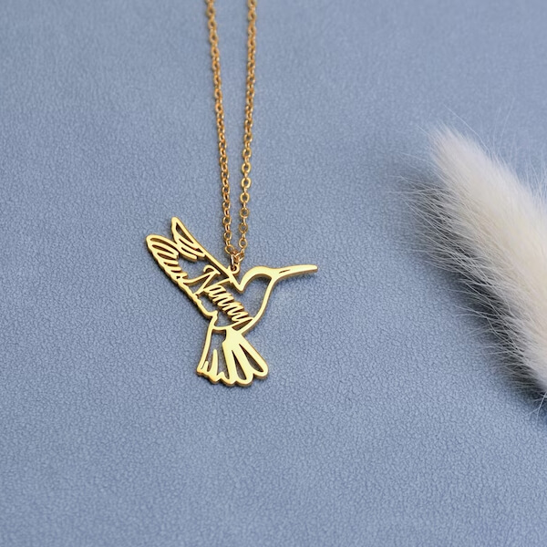 Buy Hummingbird with Name Customized Name Necklace Pendants | yourPrint