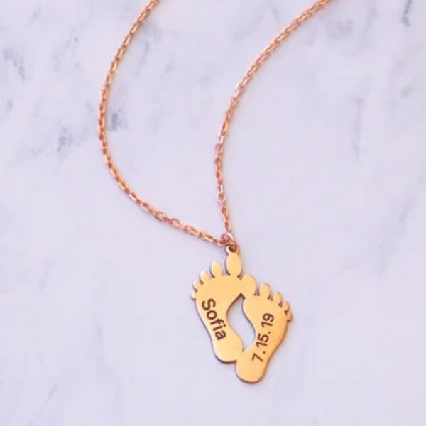 Buy Baby Feet Name with Date Customized Name Necklace Pendants | yourPrint