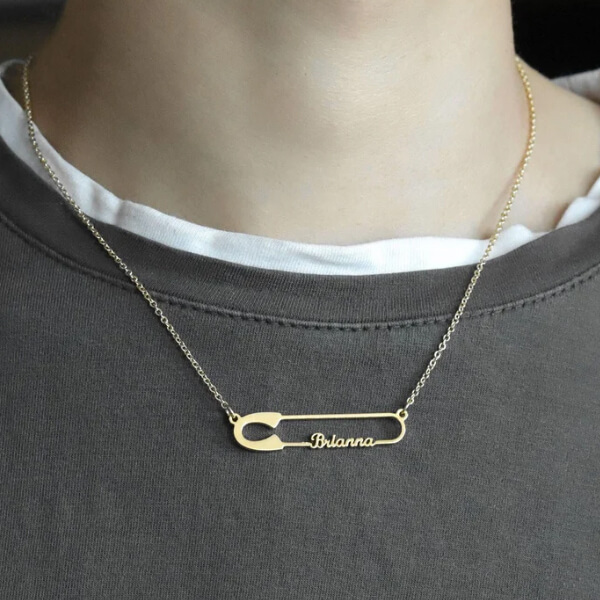 Buy Safety Pin Design Name Customized Name Necklace Pendants | yourPrint