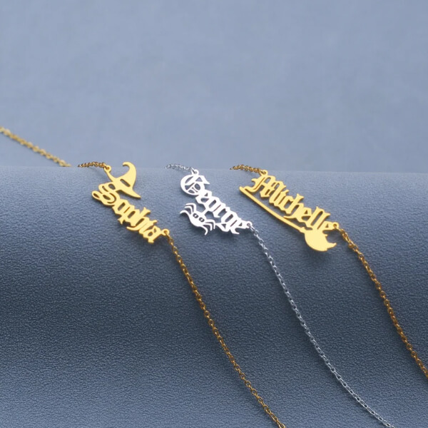 Buy Halloween Design with Name Customized Name Necklace Pendants ...