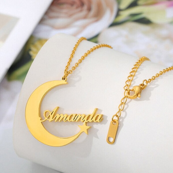 Buy Half Moon with Star Customized Name Necklace Pendants | yourPrint