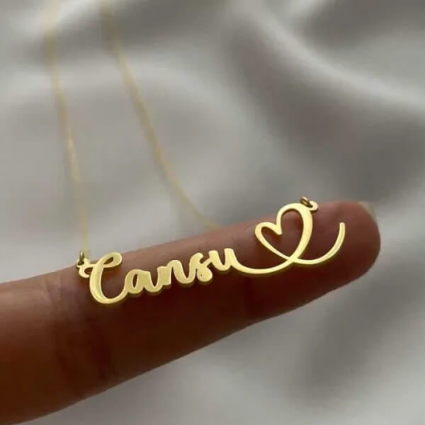 Buy Modern Name with Heart Customized Name Necklace Pendants | yourPrint