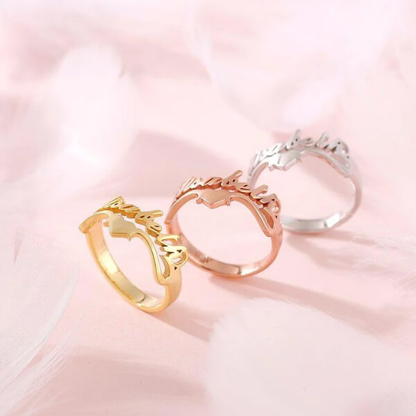 Buy Heart Customized Unisex Name Rings | yourPrint