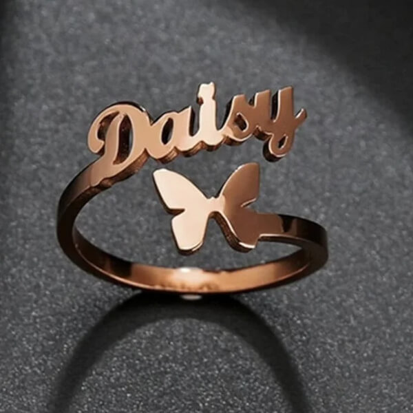 Buy Butterfly Customized Unisex Name Rings | yourPrint
