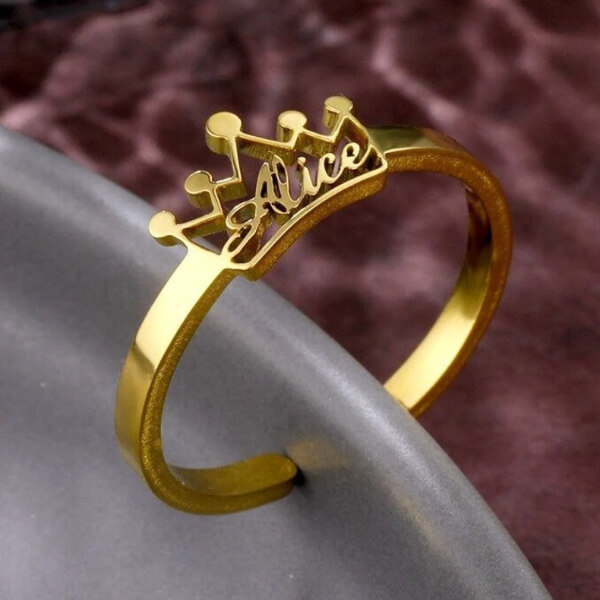 Buy Crown Customized Unisex Name Rings | yourPrint