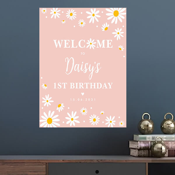 Buy Blush Boho Floral Girl 1st Birthday Welcome Customized Photo ...