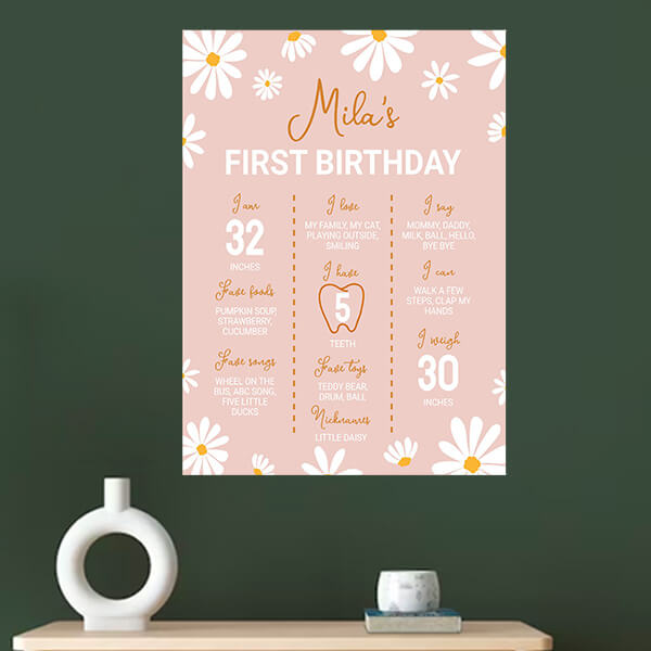 Buy Blush Pink Retro Customized Photo Printed Vertical Portrait Poster ...