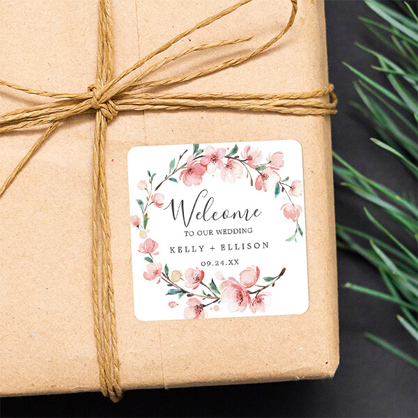 Buy Spring Cherry Blossom Wedding Welcome Customized Printed Sticker ...