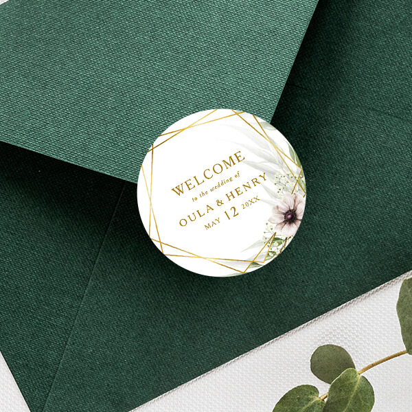Buy Eucalyptus Gold Geometric Wedding Welcome Customized Printed ...