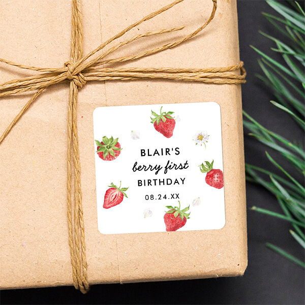 Buy Strawberry Berry Sweet Birthday Favor Customized Printed Sticker ...