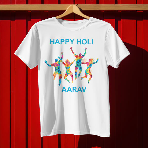 Buy Happy Holi Customized Printed Unisex Half Sleeves T-Shirt for Men ...
