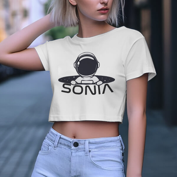 Buy Astro Girl Customized Printed Women's Half Sleeves Cotton Crop Top ...