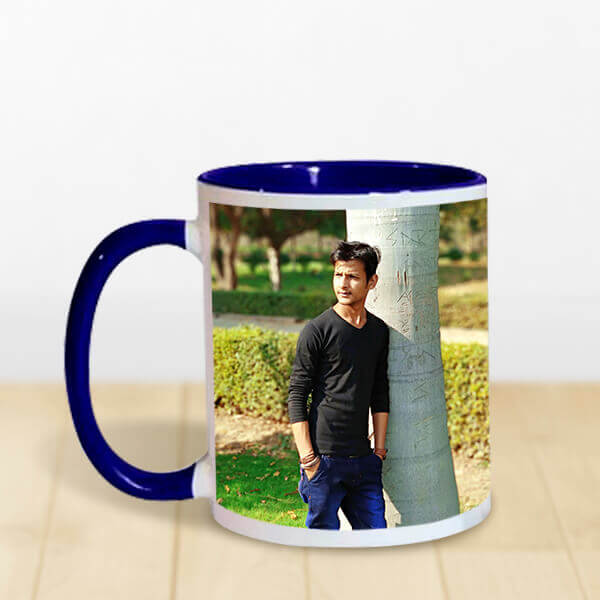 Buy Blue Customized Dual Tone Photo Printed Coffee Mug | yourPrint
