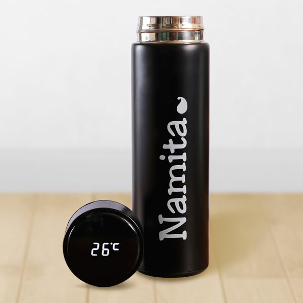 Buy Black Customized Temperature Flask Water Bottle | yourPrint