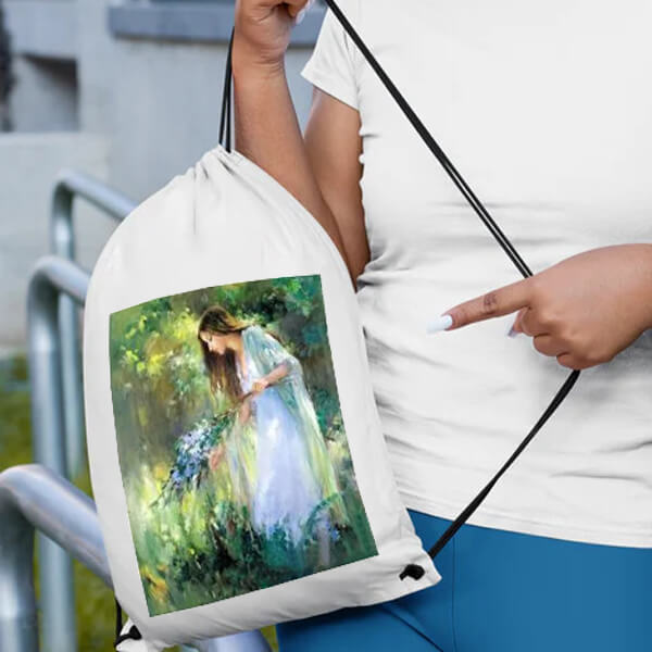 Buy White Customized Photo Printed Drawstring Bag | yourPrint