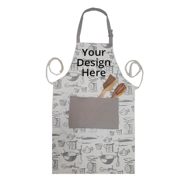 Buy Grey Customized Stylish Unisex Apron with Pocket | yourPrint