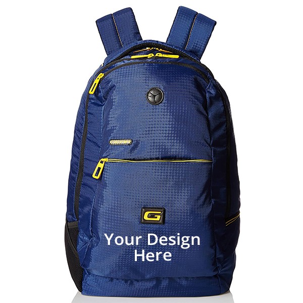 Buy Navy Blue and Yellow Customized Gear 30 Litres Casual Backpack ...