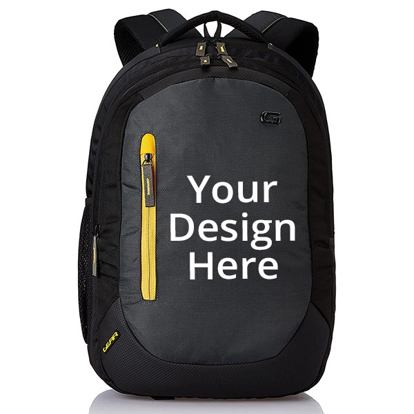 Buy Grey Yellow Customized Gear 24 Litres Backpack | yourPrint