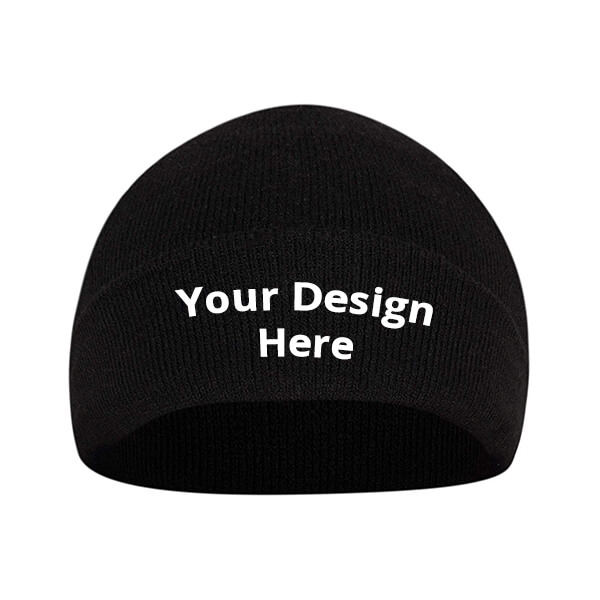 Buy Black Customized Warm Winter Beanie Cap Online | yourPrint
