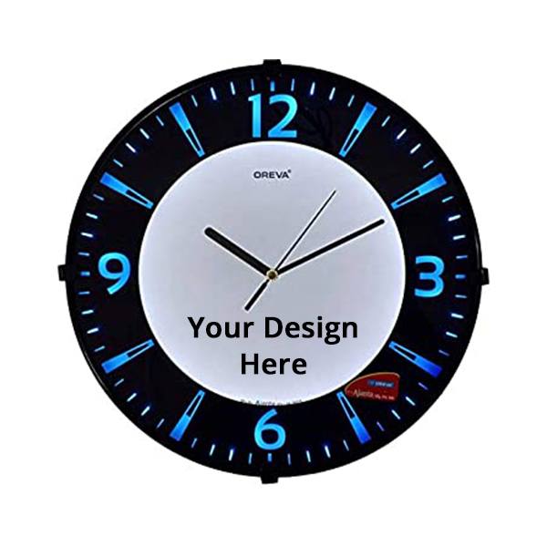 Buy Black Customized Round Plastic Analog Wall Clock with Blue LED ...