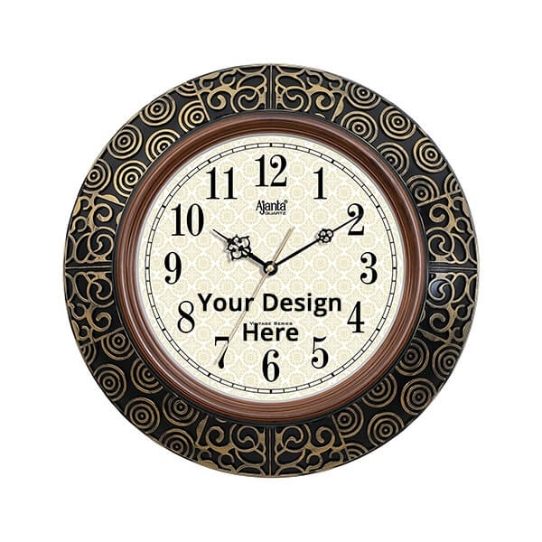 Buy Gold and Black Customized Ajanta Quartz Plastic Vintage Wall Clock ...