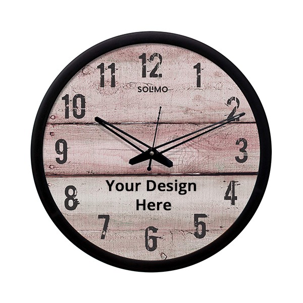 Buy Black Customize Wall Clock Wooden Design with Silent Movement (Size ...